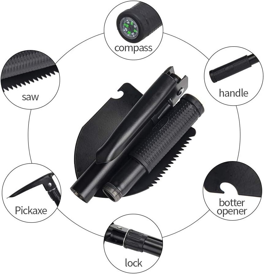Folding Shovel Pick Saw Military Survival Multi-Tool Gardening Camping ...