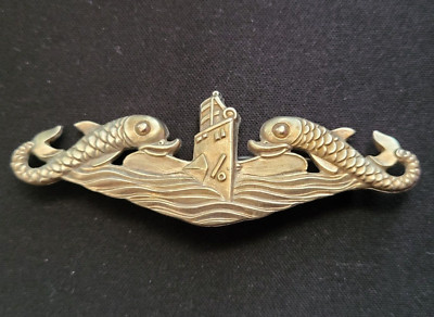 Silver/10K Gold WWII USN Officer's Badge Deep Wave Dolphins Warfare ...