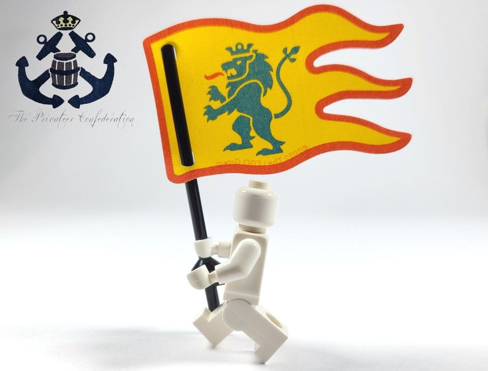 LEGO 2022 Castle Lion Knight Cloth Flag 8 x 5 Wave 100728 + Pole For ...