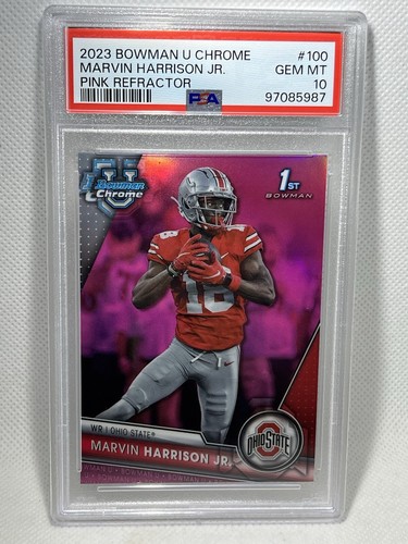 2023 1st Bowman U Chrome #100 Marvin Harrison Jr. Pink PSA 10 Gem Mint ...