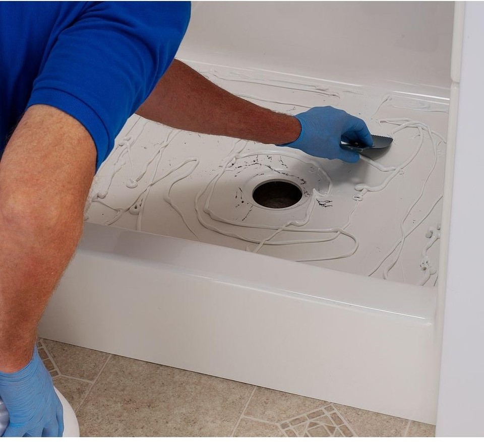 Shower Bath Bathtub Tub Floor Repair Inlay Kit White 22 in. W x 40 in ...