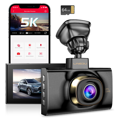 5K Dash Cam 24H Parking Mode 5.8GHz Wi-Fi&GPS Dash Camera Car Video G ...
