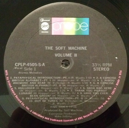 The Soft Machine‎–Volume Two Vinyl LP Album Reissue US 1969 VG+ item | eBay