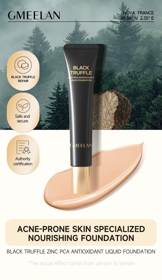 GMEELAN Black Truffle Zinc PCA Liquid Foundation skincare lightweight ...