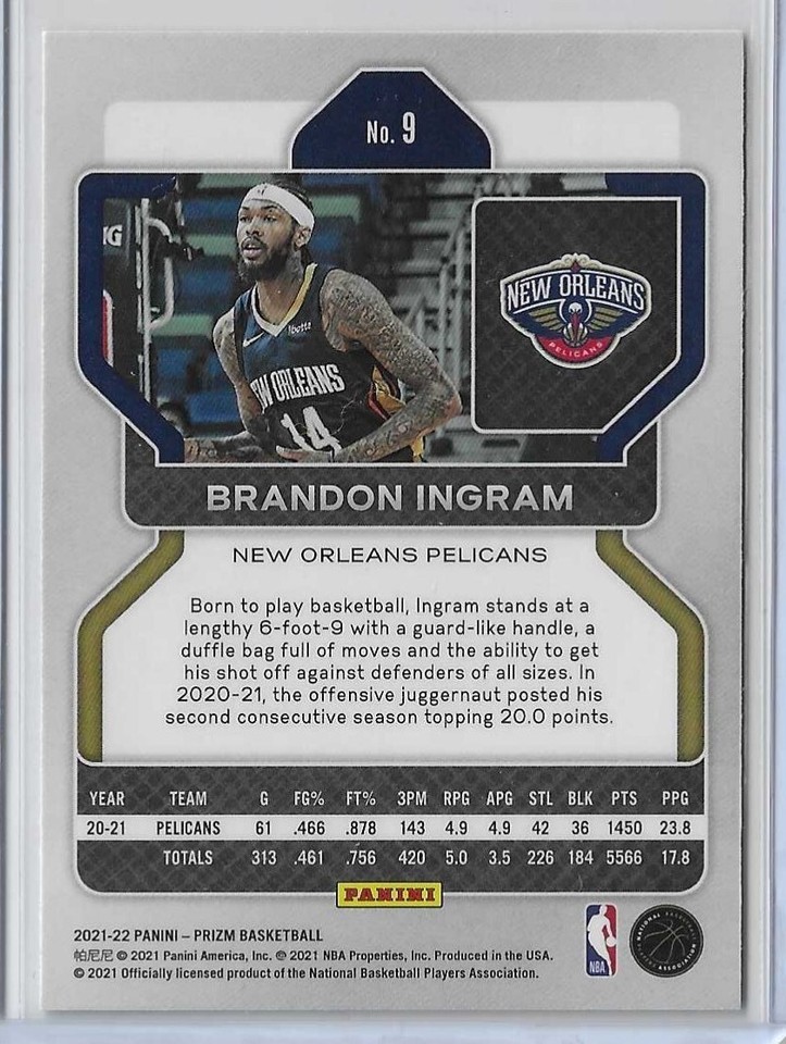 2021-22 Panini Prizm Basketball Brandon Ingram Card #9 New Orleans ...