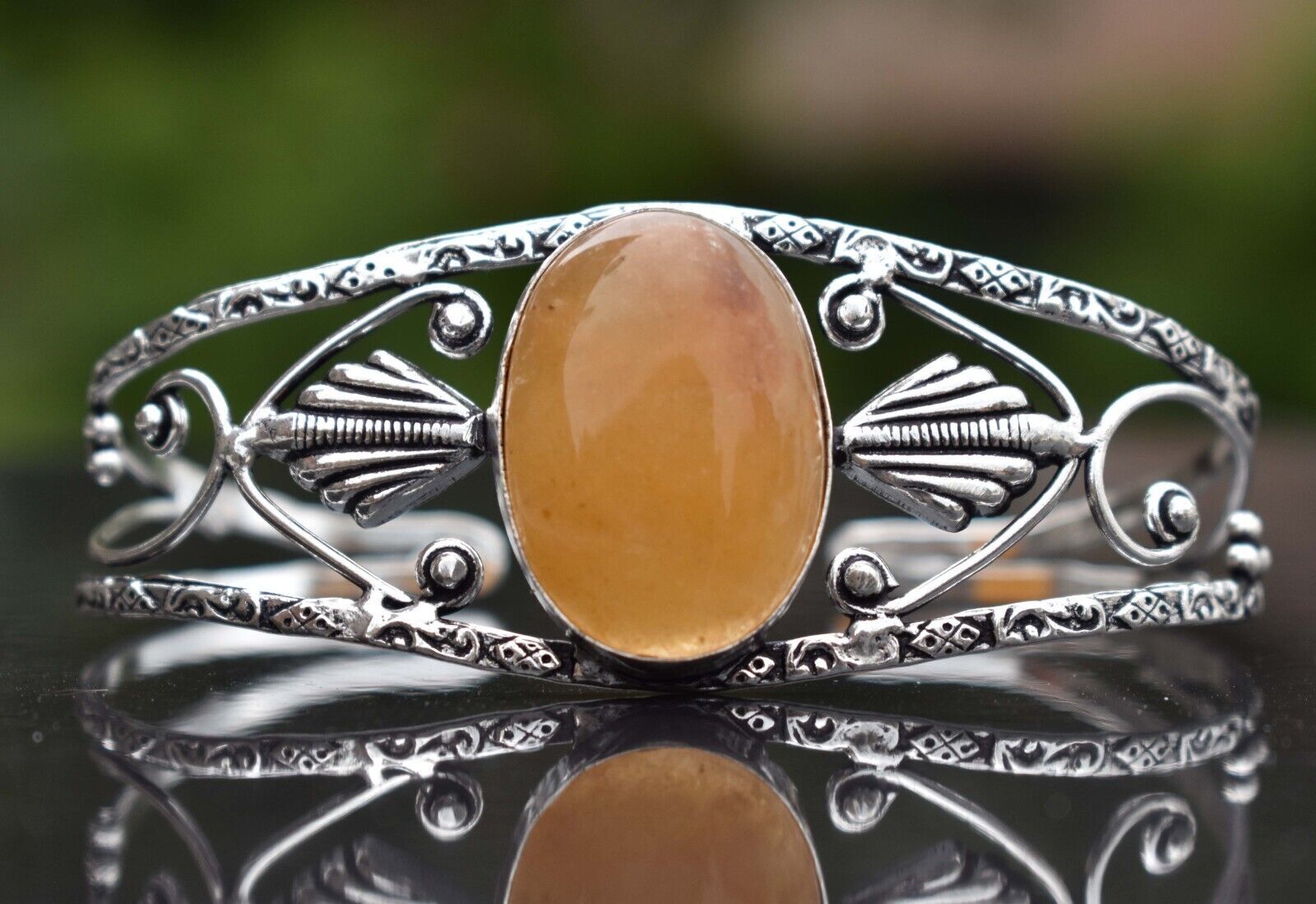 Sunstone 925 Sterling Sliver Gemstone Jewelry Unique Cuff Bracelet Size ...