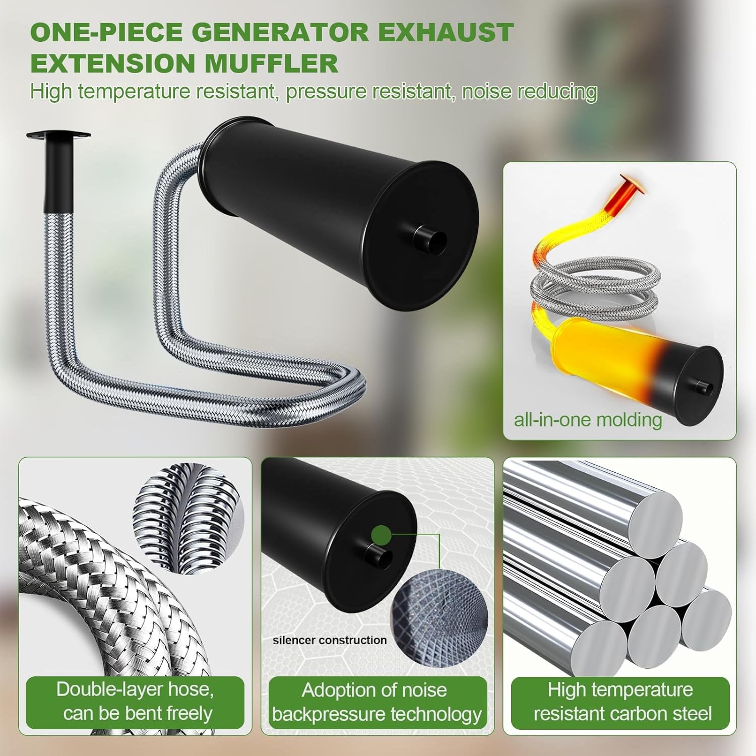 Generator Exhaust Extension Silencer Kit Generator Muffler Generator ...