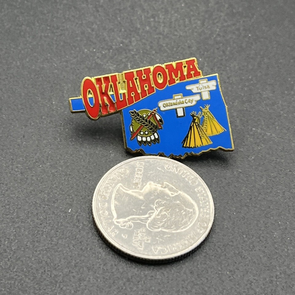 Oklahoma City Tulsa State Outline United States Of America Lapel Hat ...