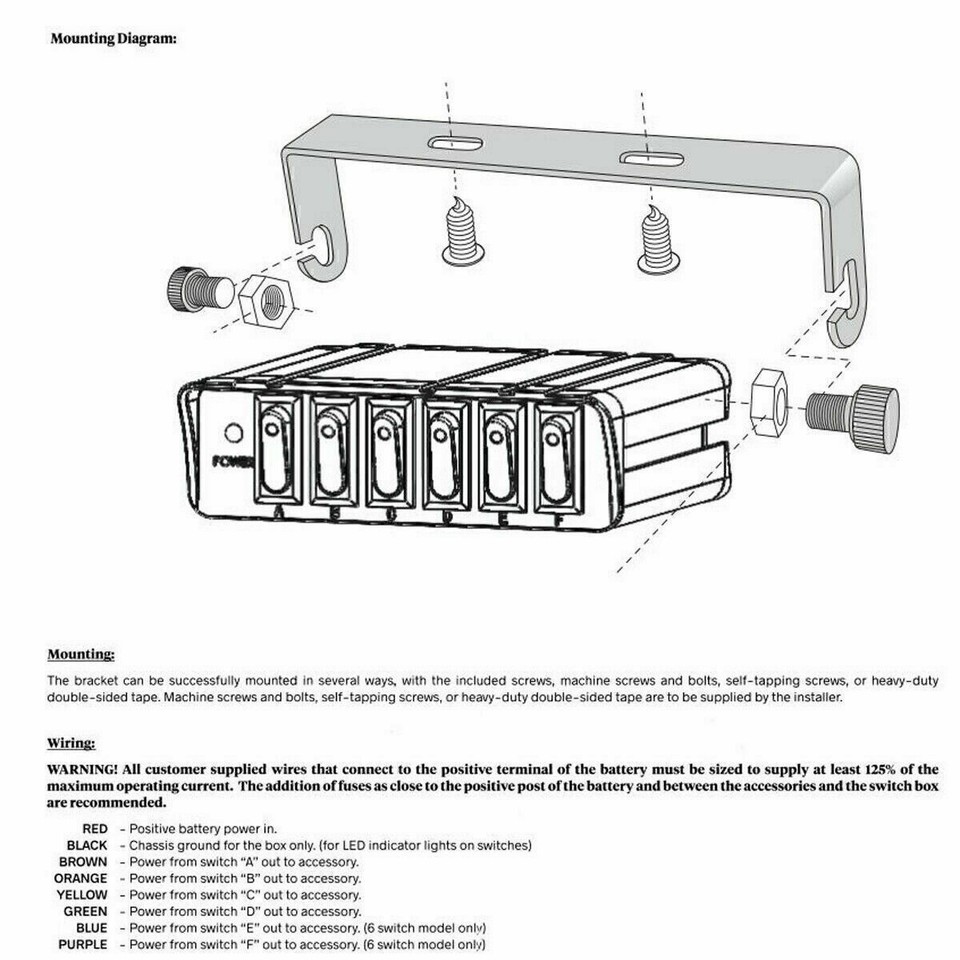 6 Gang Rocker Switch Panel 80A Strobe Light 12V Toggle Controller Box ...