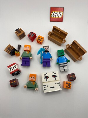 Lego Minecraft Minifigure Lot - Steve + Zombie + Alex + Accessories ...