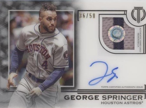 2019 Topps Tribute - Autograph Patches #TAP-GS George Springer /50 (AU ...