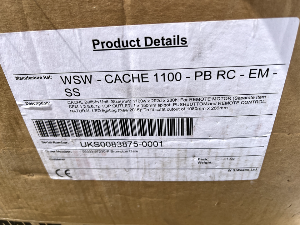 New Westin Extractor Hood Built in Stainless Steel Canopy Cache 1100 ...