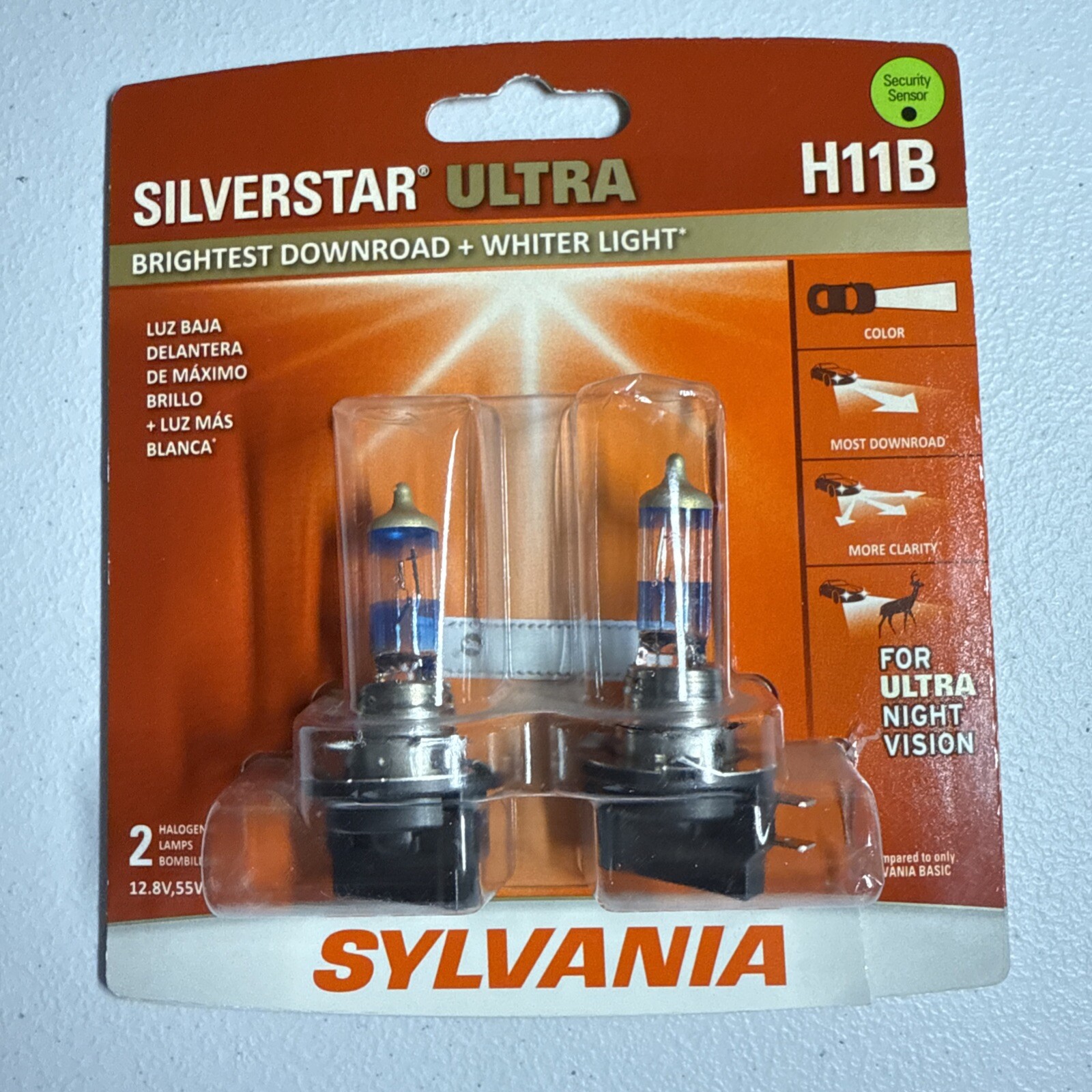 SYLVANIA H11B SilverStar Ultra Halogen Headlight Bulb H11BSU.BP2 OPEN ...