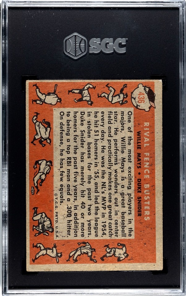 Willie Mays/Duke Snider 1958 Topps Rival Fence Busters Baseball Card ...
