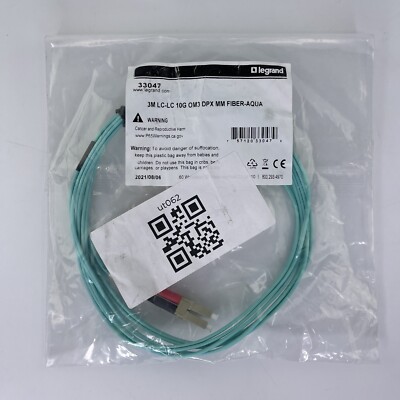 Legrand 3M LC LC 10G OM3 DPX PVC Fiber Optic Jump Cable Aqua | eBay