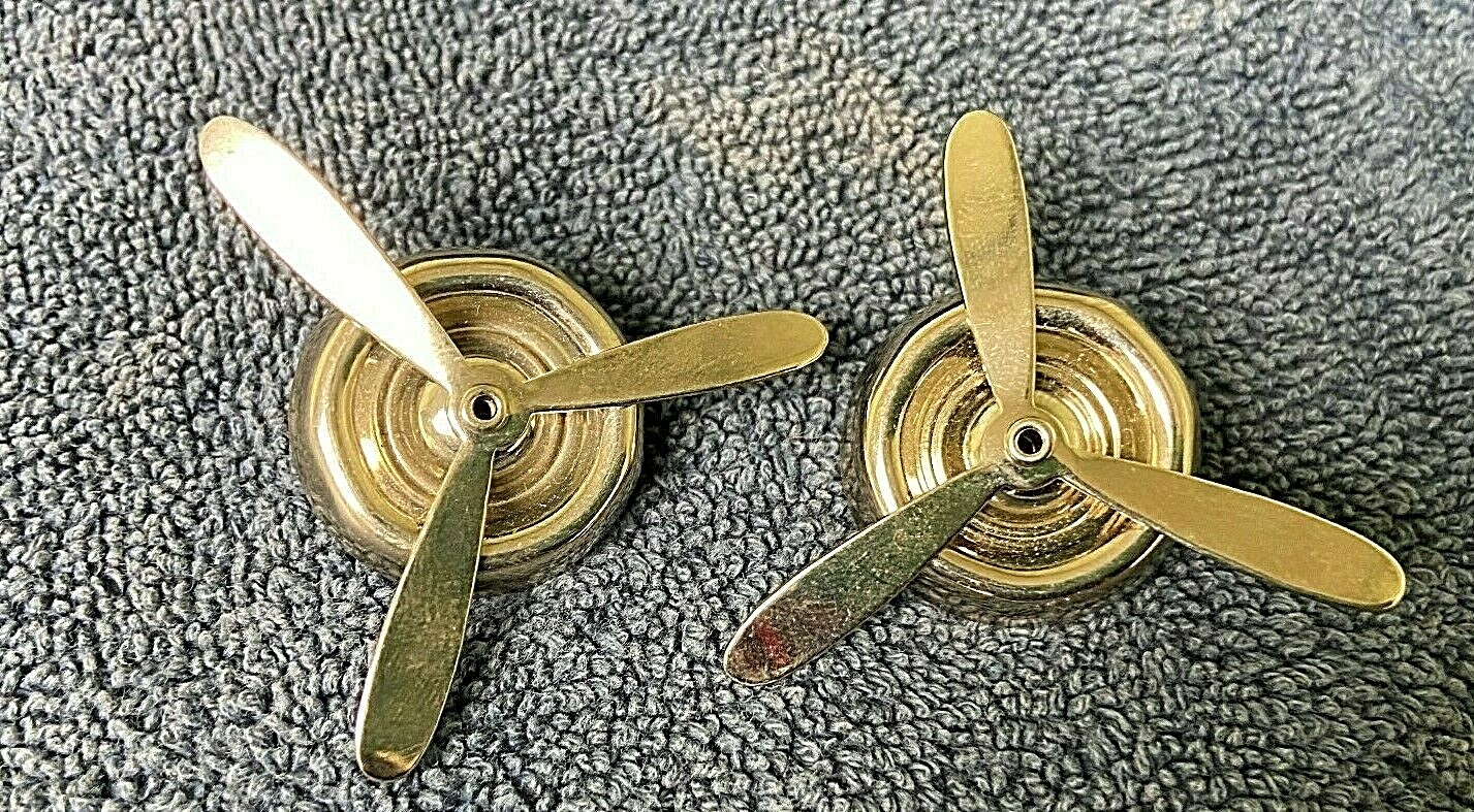 VINTAGE Spinning Propeller Clip on earrings SILVER - Airplane Handmade ...