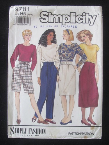 SIMPLICITY PATTERN - 9781 LADIES SKIRT PANTS SHORTS BELT RAISED WAIST 6 ...