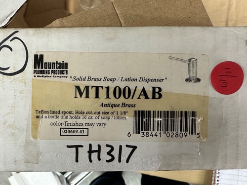 NEW - Mountain Plumbing Solid Brass Soap/Lotion dispenser - color ...