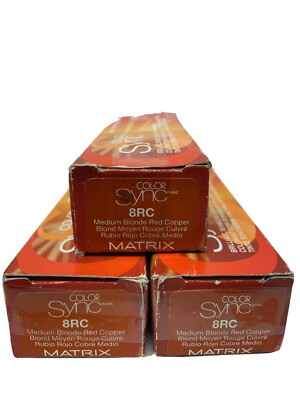 3 matrix color sync 8rc medium blonder red copper 2oz ea distressed box ...