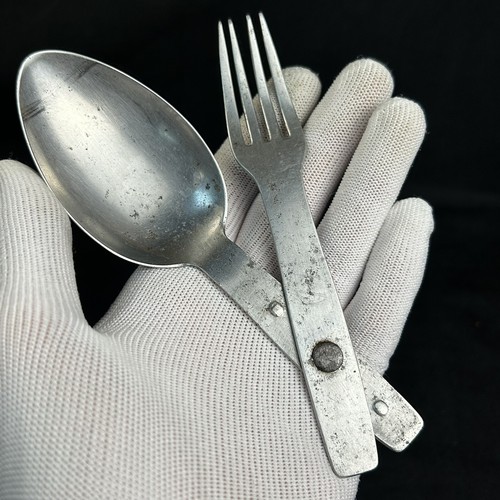 RARE WW2 Original WW2 German FIELD ISSUE FOLDING SPOON/FORK 1941 stainless | eBay