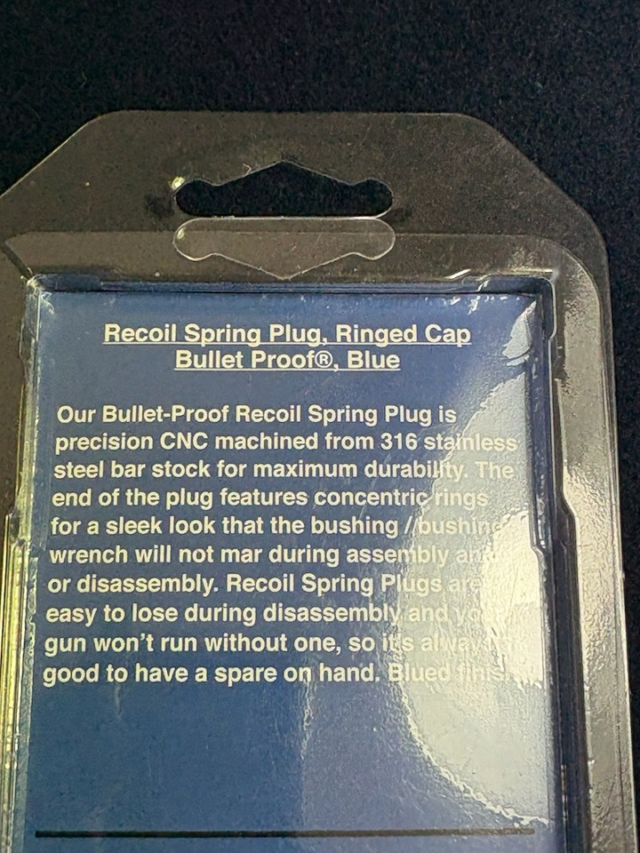 Wilson Combat - 1911 Recoil Spring Plug Cap - Bullet Proof - Blue ...