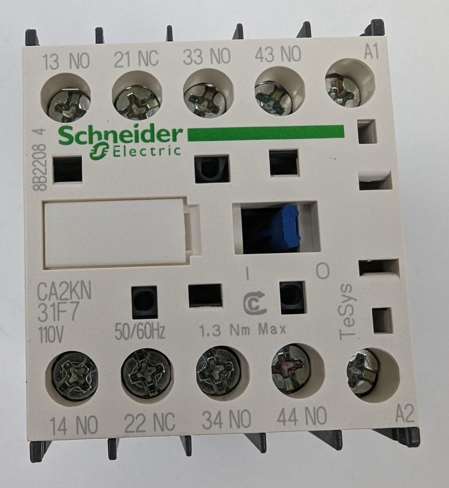Schneider Control Relay Contactor CA2KN31F7 110Vac Coil DIN Rail 600VAC ...