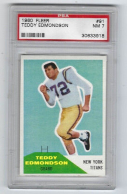 1960 Fleer football card #91 Teddy Edmondson New York Titans graded PSA ...
