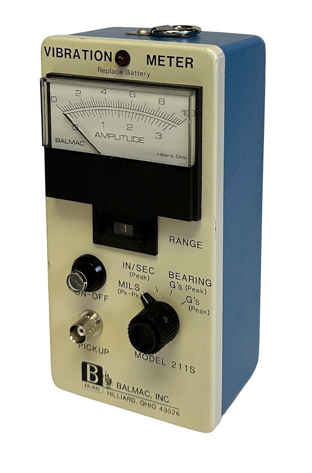 BALMAC INC MODEL 211S VIBRATION METER W/ MODEL 163 PROBE, CABLES AND ...