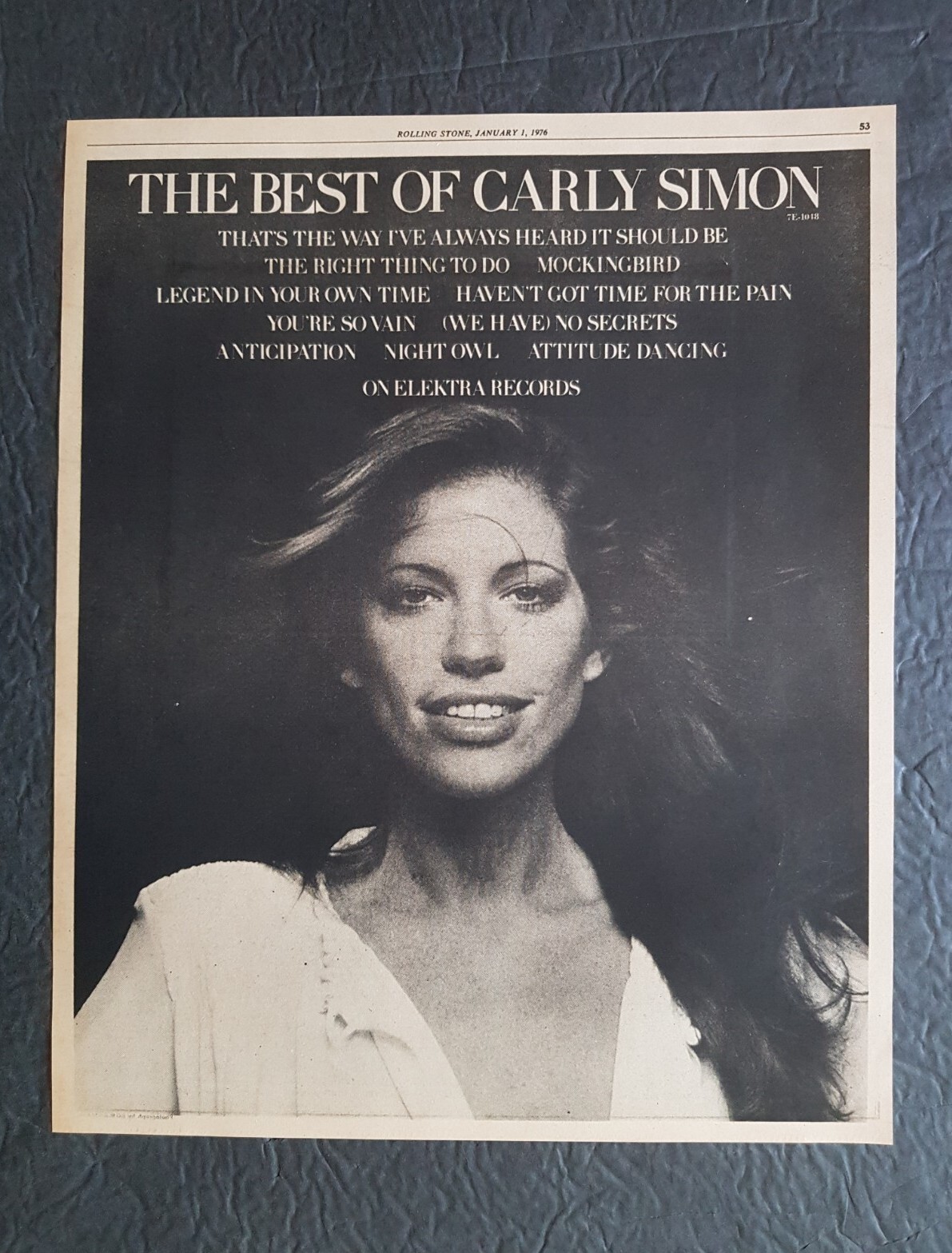 Carly Simon Best Of Album Promo Print Advertisement Vintage 1976 | eBay