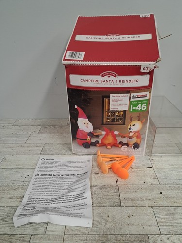 Occasions 6 ft Inflatable Campfire Santa and Reindeer - Multicolored ...