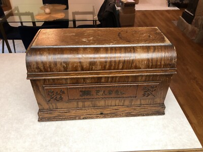 Vintage Antique 1800’s Mather Wilson Oak SEWING MACHINE WOOD BOX COVER ...
