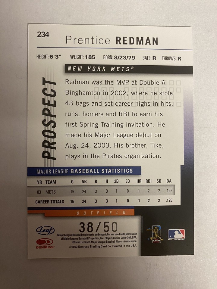 2004 Leaf Press Proofs Silver #234 Prentice Redman PROS /50 | eBay