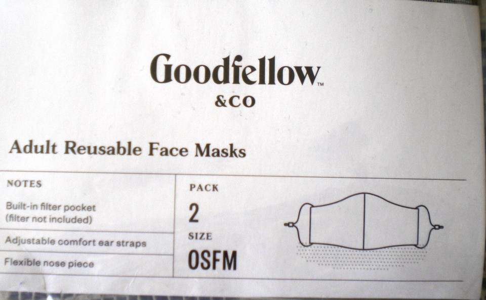 Goodfellow & Co Adult Reusable Face Masks Blue & Gray Plaid Size OSFM ...