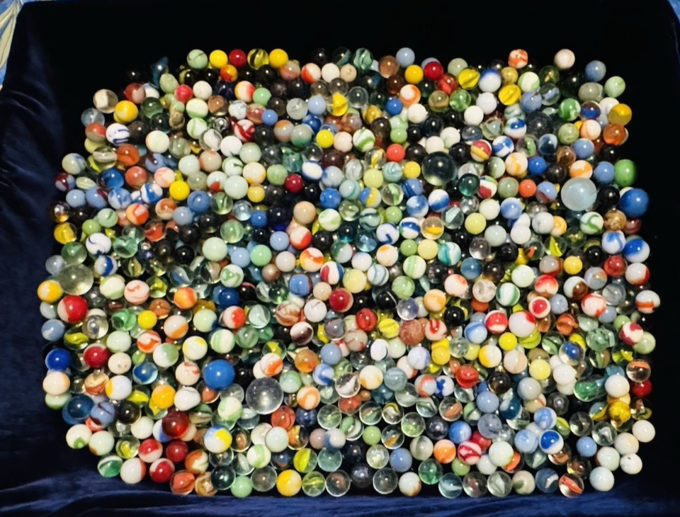 ESTATE LOT OF VINTAGE / ANTIQUE MARBLES GREAT VARIETY 10.10 LBS / 1000 ...