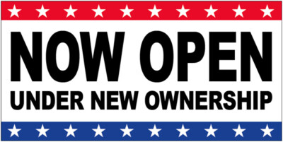18x36 Inch NOW OPEN UNDER NEW OWNERSHIP Vinyl Banner Sign Stars wb | eBay