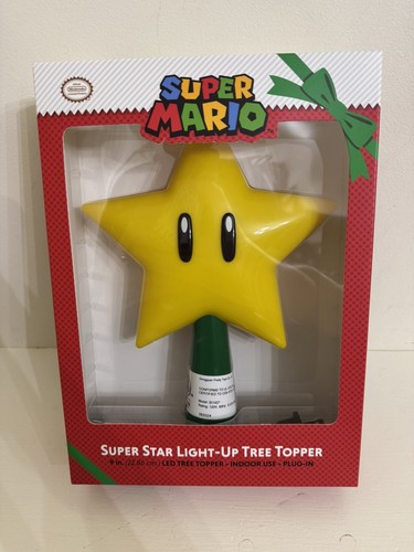 Nintendo Super Mario Super Star Light Up Tree Topper 9 Inch Plug In New ...