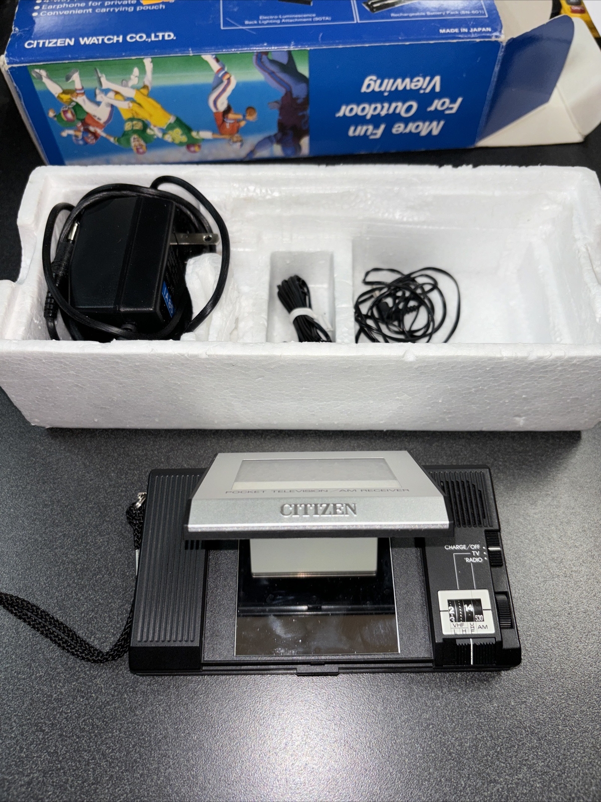 Vintage Citizen Compact Pocket Black White Portable LCD TV 03TA New | eBay