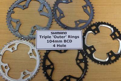 Shimano Triple OUTER Chainrings 4 Hole 104mm BCD PCD Chain Rings ...
