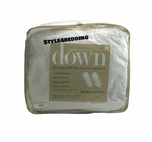 Charter Club European White Down Medium Weight Comforter - Size King ...