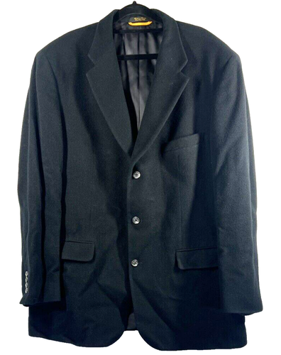 Bill Blass Black Label Men's Camel Hair Jacket 44L Black Button Blazer ...
