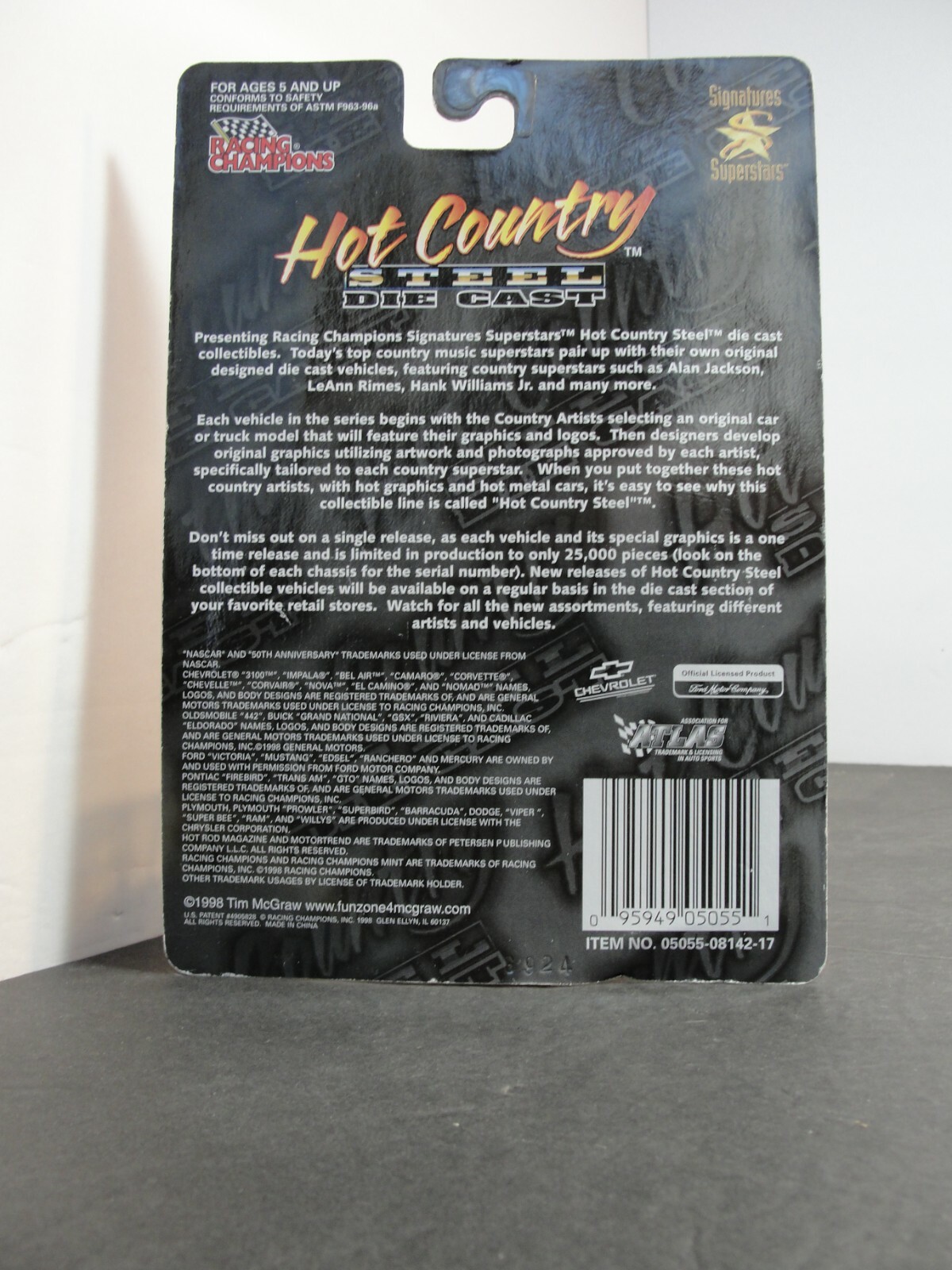 1998 Tim McGraw Racing Champions Hot Country Steel Diecast Car Issue ...