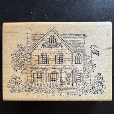 Hamilton Art Home American Flag Rubber Stamp 1997 Wood Mount Veranda | eBay