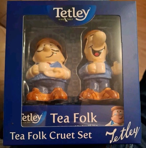 TETLEY TEA FOLK SALT & PEPPER / CRUET SET - SYDNEY & GAFFER BOXED | eBay