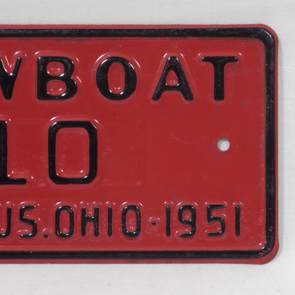 Vintage Row Boat License Plate 1951 Columbus Ohio #10 | eBay