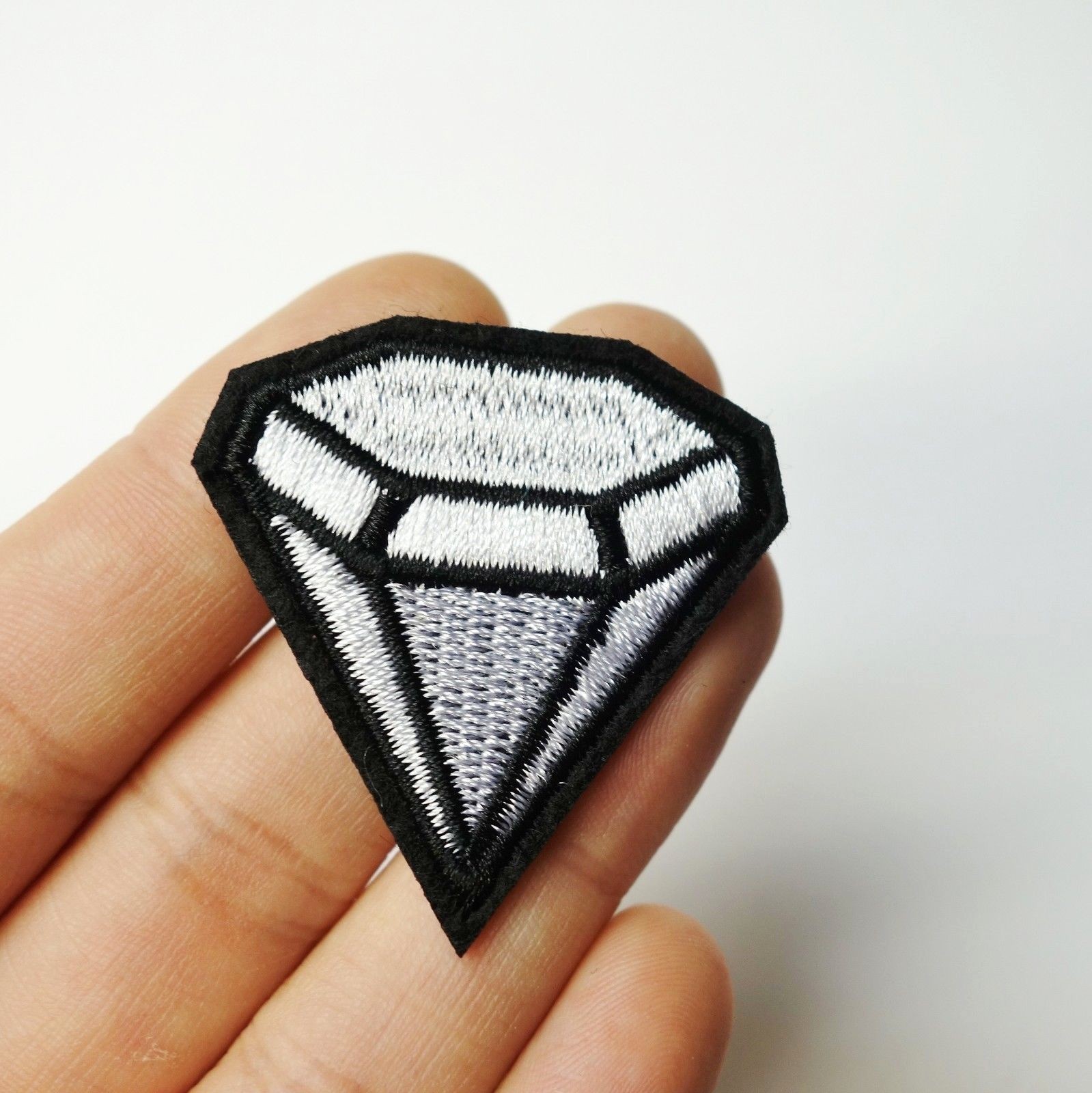 Small White Diamond Shape Patch Iron-On/Sew-On Embroidered Applique | eBay
