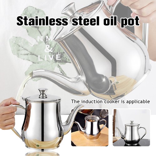 Home Stainless Steel Oiler with Strainer Kitchen Storage Oil Container ...