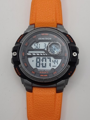 ARMITRON PRO SPORT QUARTZ WATCH DIGITAL MENS ALARM CHRONO ORANGE BLACK ...