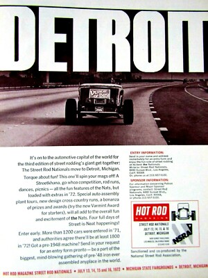1972 Hot Rod Magazine Nationals Detroit Michigan Vintage 1972 Original ...
