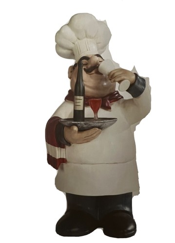 Large Statue Figurine Italian Chef Tasting Bottle wine restaurant Decor ...