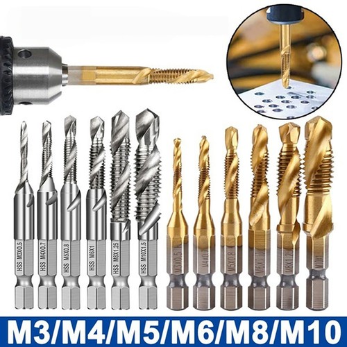HSS Hex Shank Tap Drill Bits Metric Thread Screw Compound Tapping Set ...